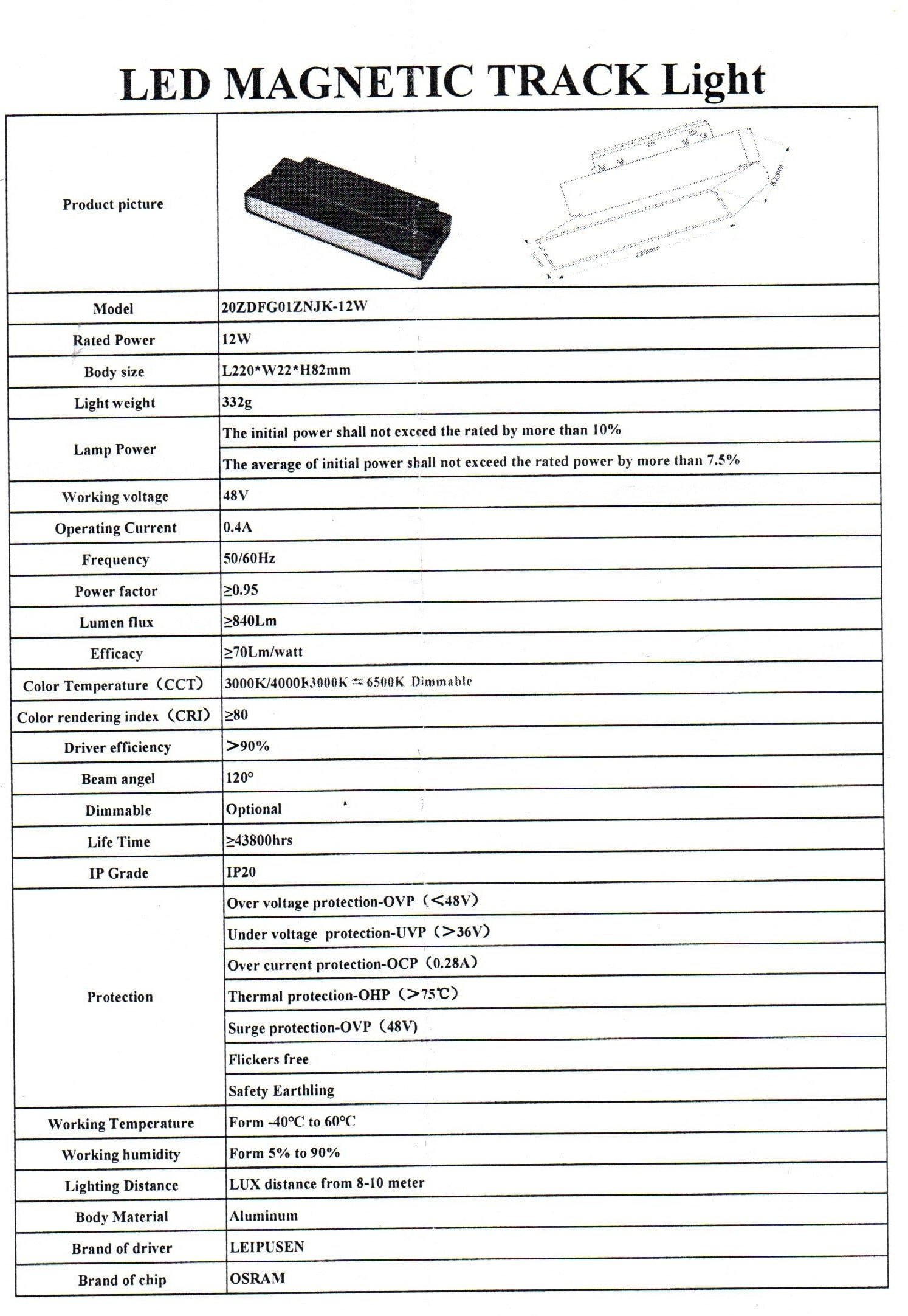 Track Liner Magnetic 12 Watt - safa lighting